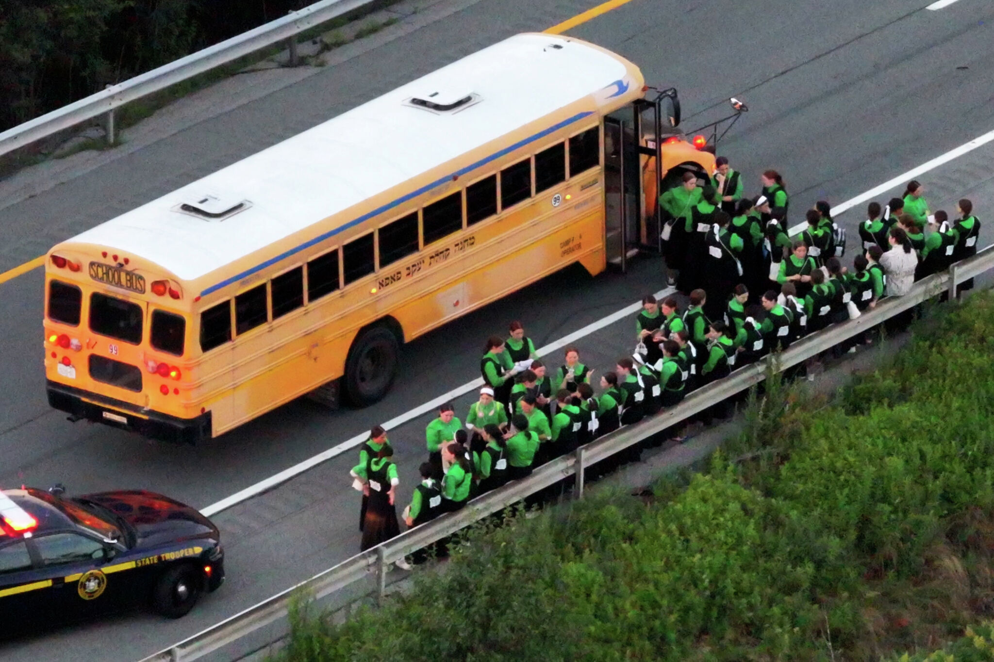 Teen in critical condition after bus blows out tire on I-84