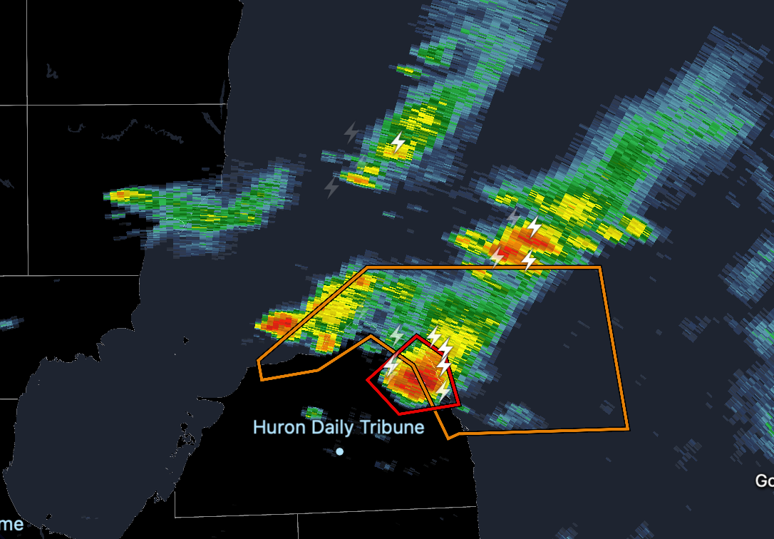 Tornado warning issued for eastern part of Huron County