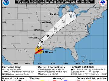 What's Beryl's path in Houston? Here's where the storm goes next