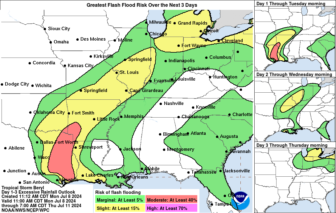 Hurricane Beryl remnants to impact Midwest, flood warning issued