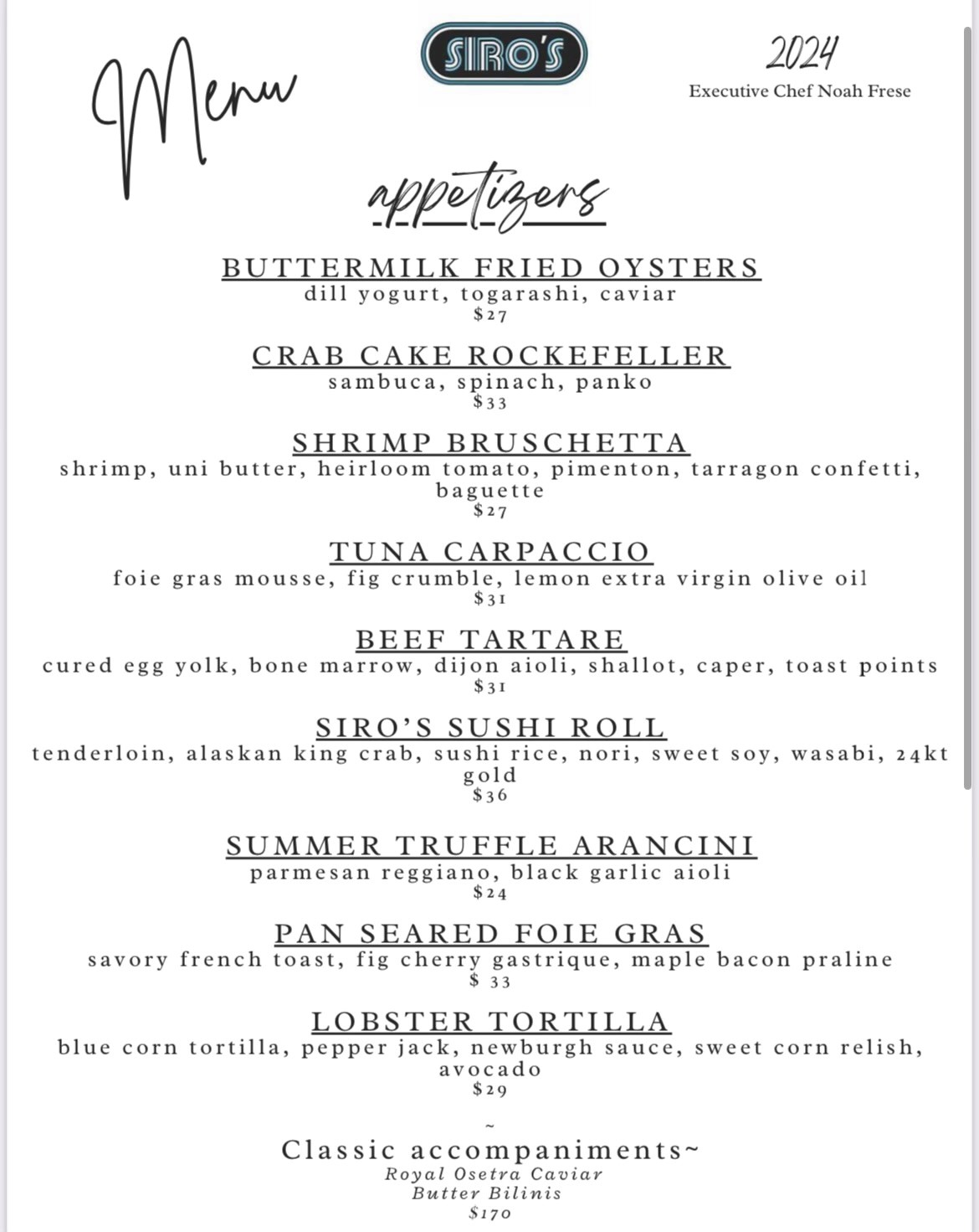 New menus for Siro’s, Yono’s and more restaurant news