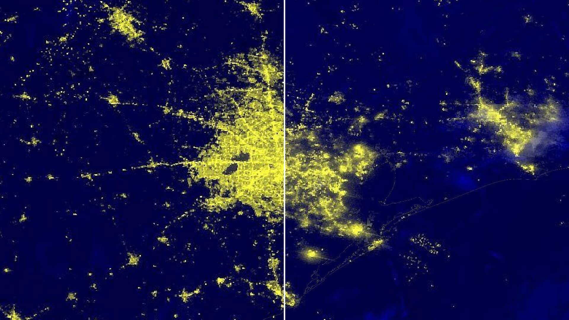 Houston power outages from Hurricane Beryl can be seen from space