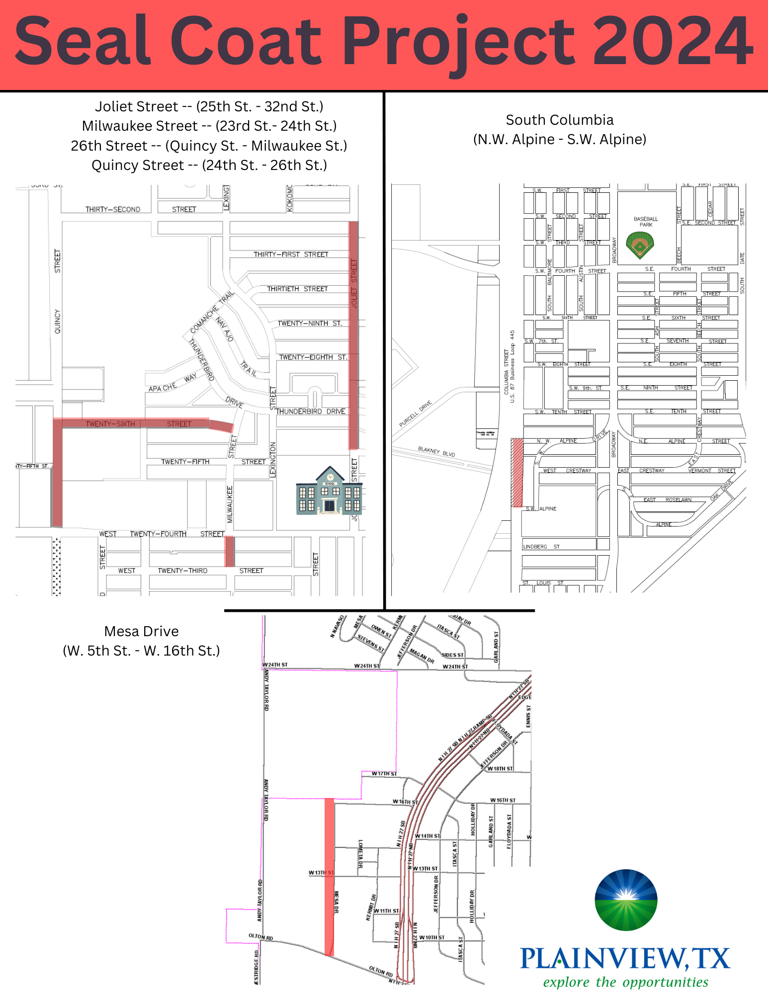 Sealcoat work set to begin Monday on several Plainview streets
