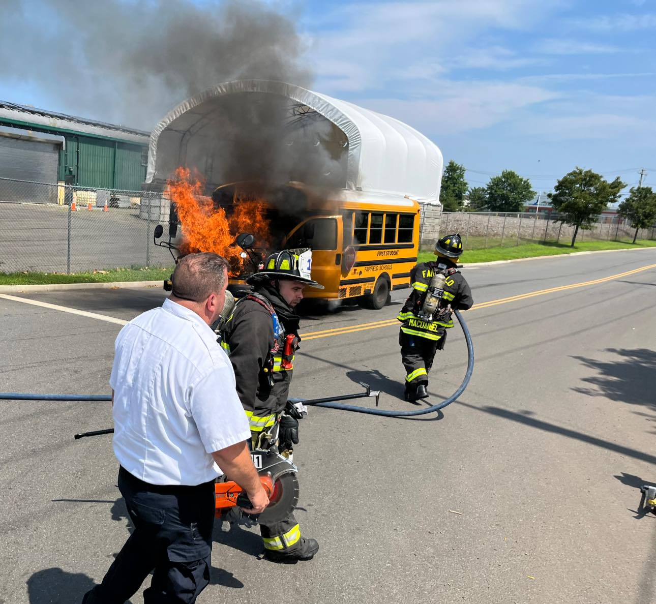 Fairfield school bus catches fire, no students on board, officials say