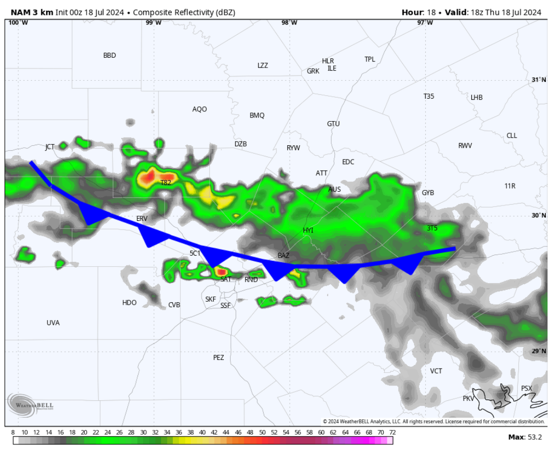 Cold front is bringing storm chances to South Texas Thursday