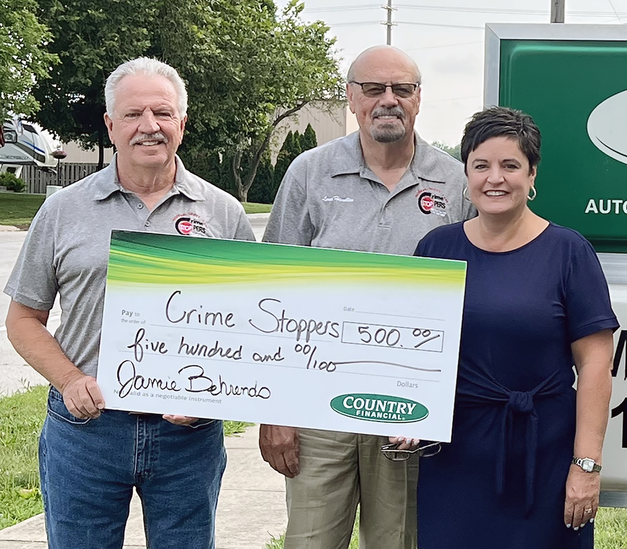 Photo: Country Financial Services donation benefits Crime Stoppers