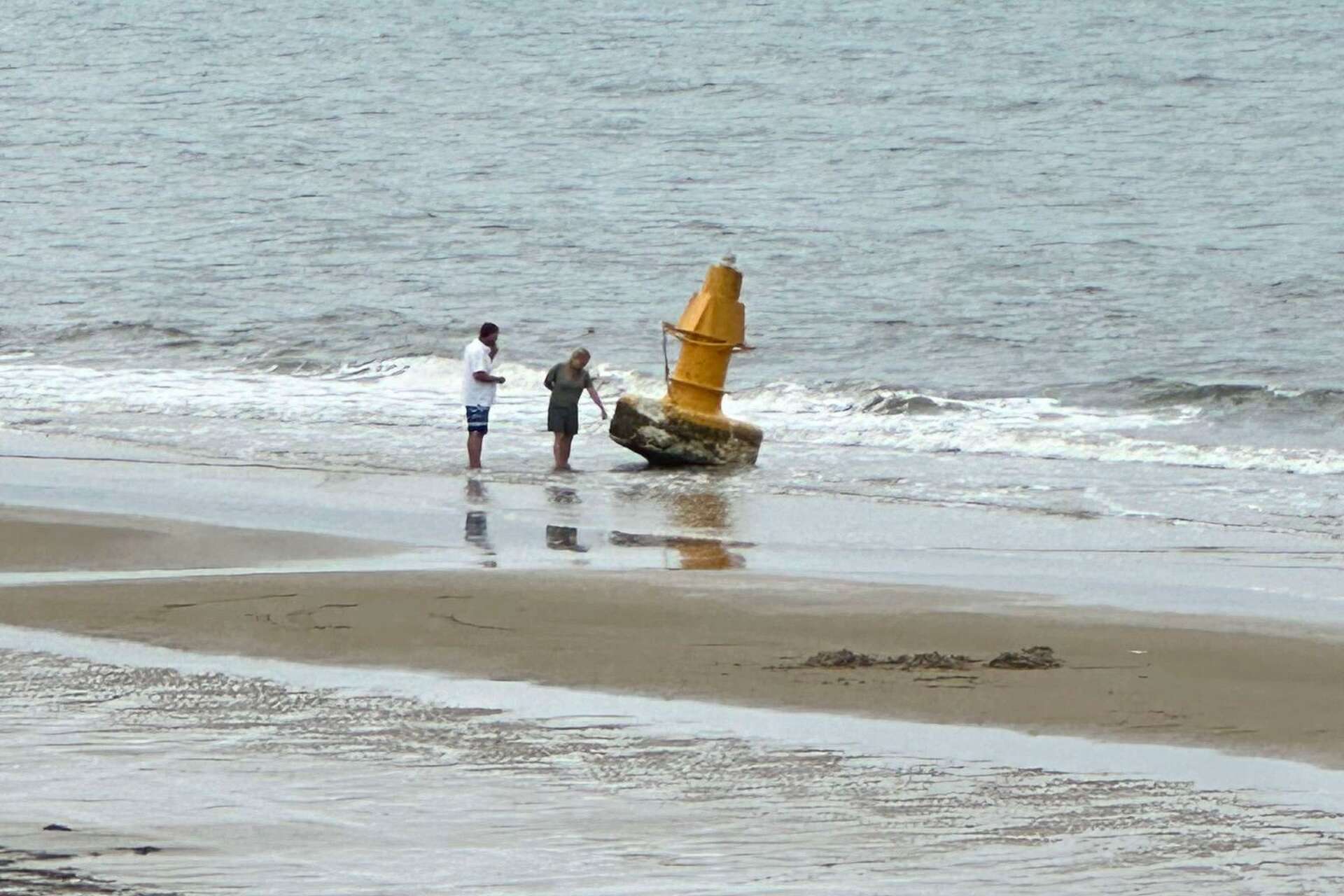 Gigantic yellow buoy washes up on Texas Gulf Coast