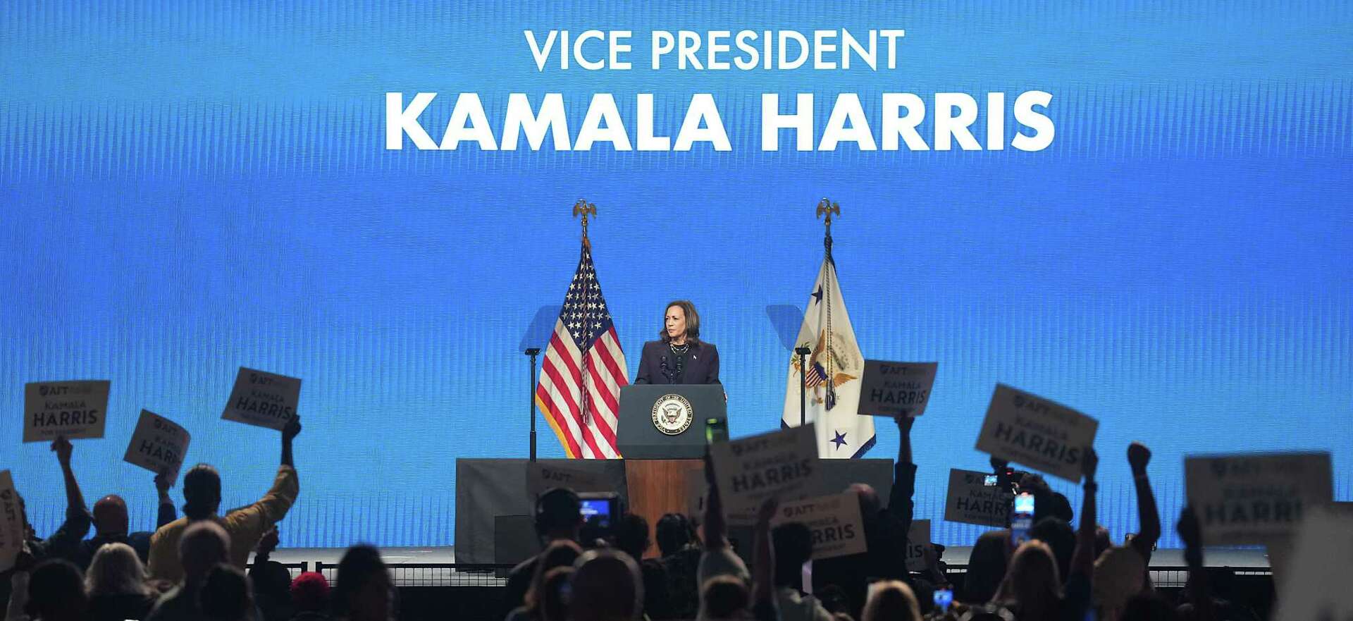 Public school teachers cheer on Kamala Harris in Houston