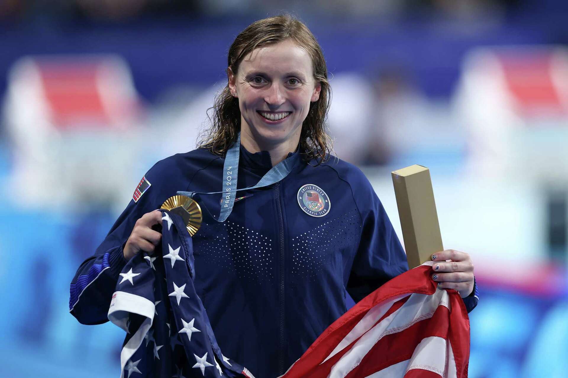 Katie Ledecky swims to Olympic history in 1,500. Then ‘joy comes out’