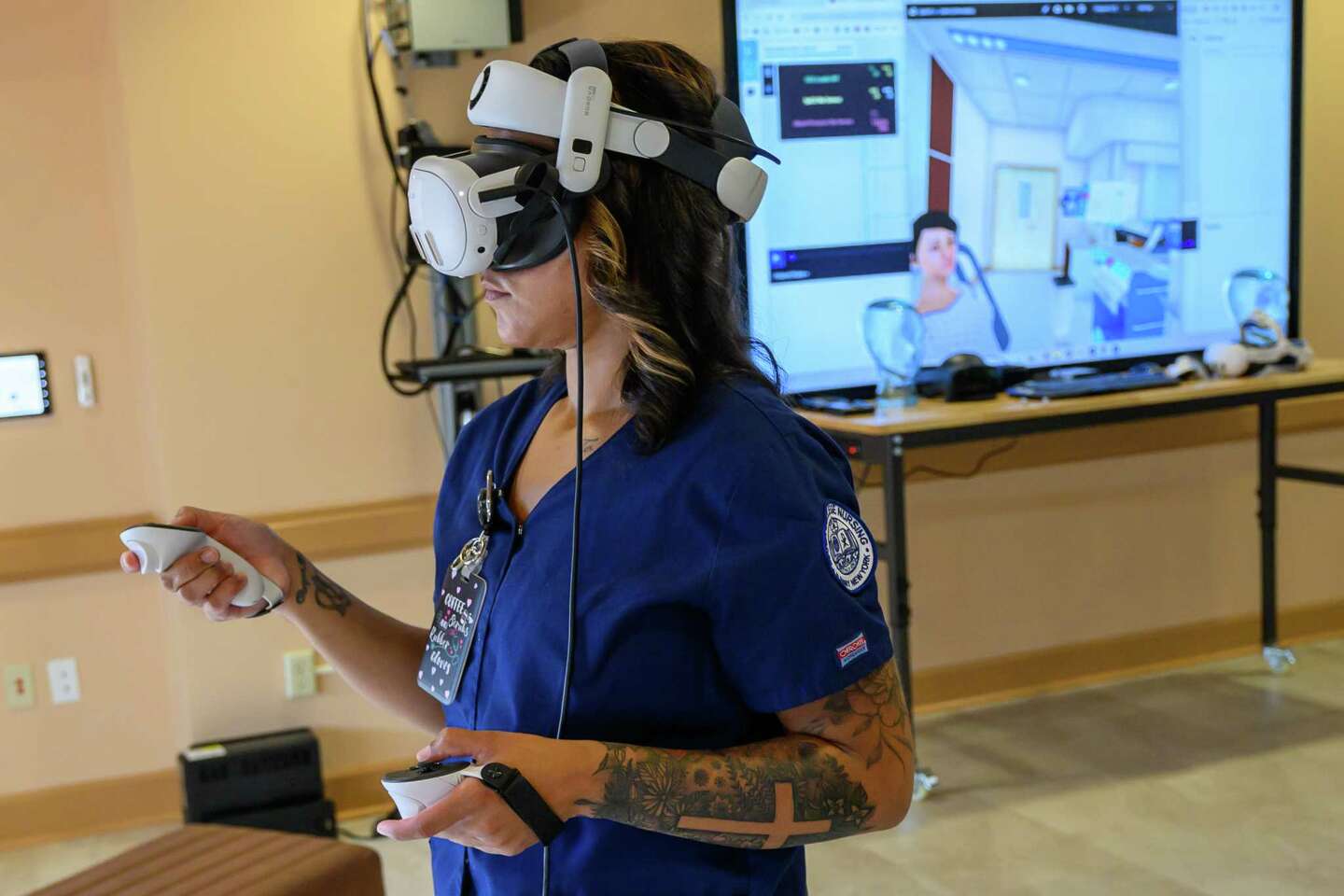 In modern nursing school, students learn in virtual reality