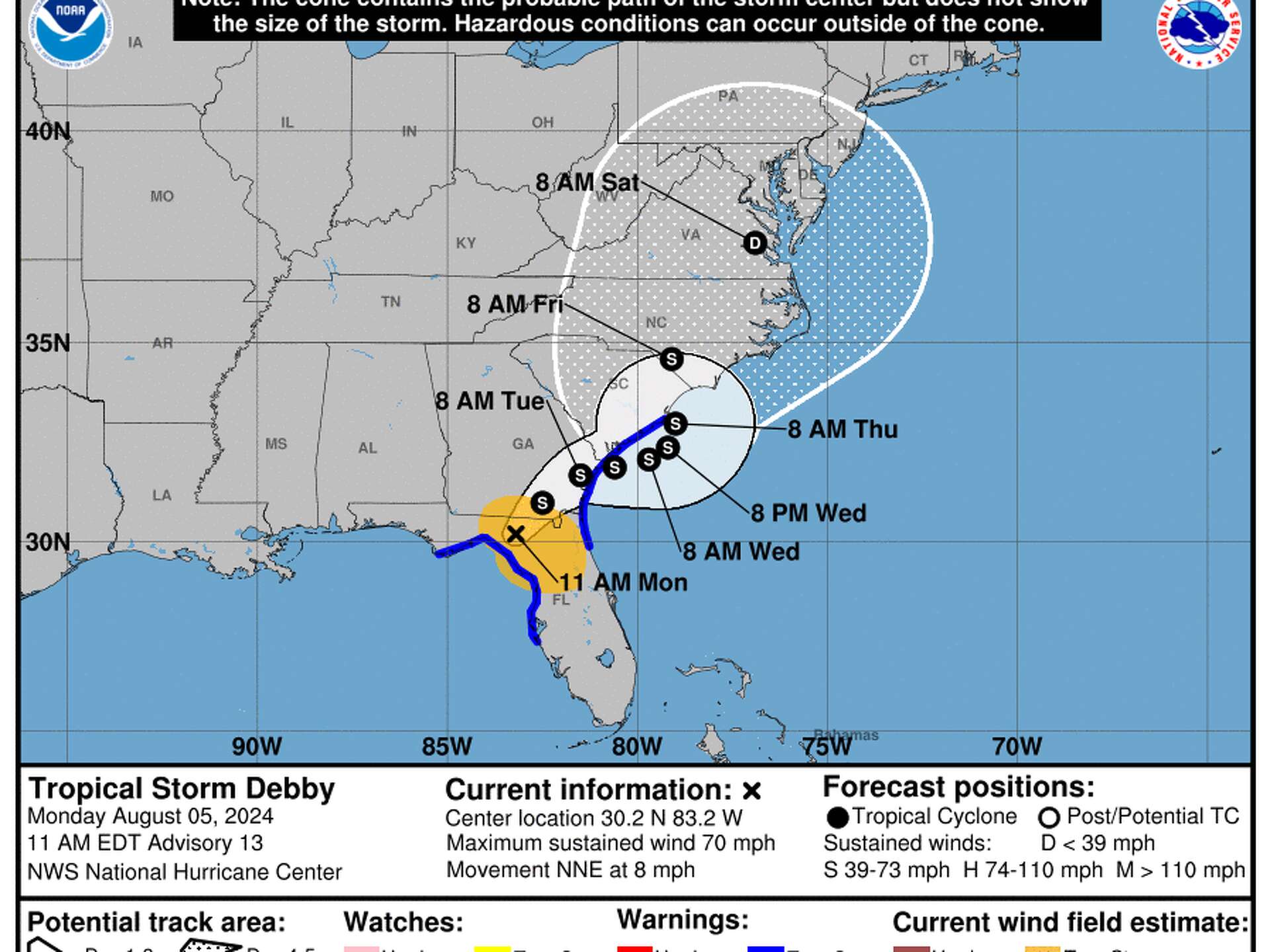 Hurricane Debby makes Florida landfall. How it compares to Beryl