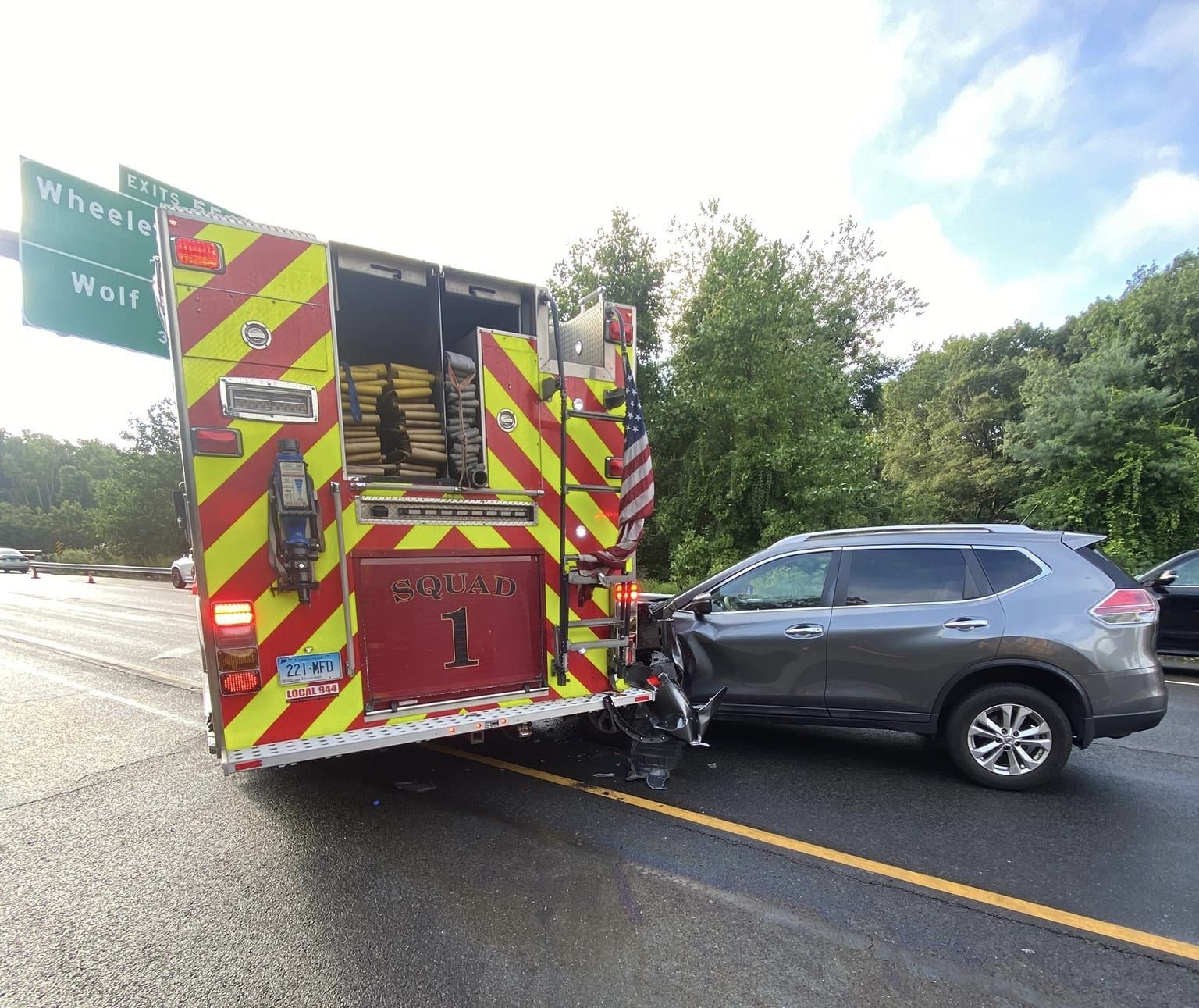 Officials: SUV crashes into Milford fire truck on Route 15