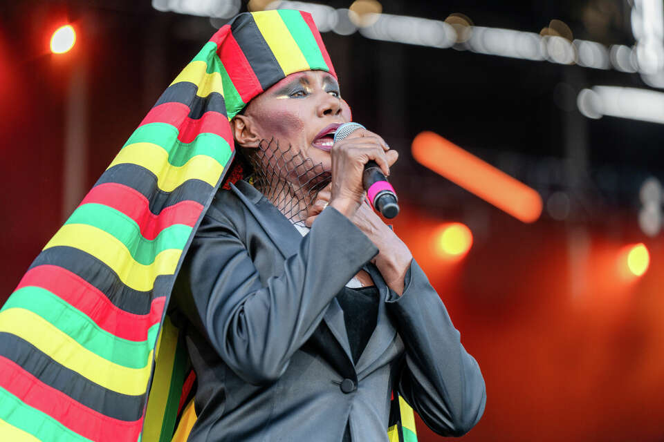 Outside Lands standout Grace Jones stuns from 60 feet in the air