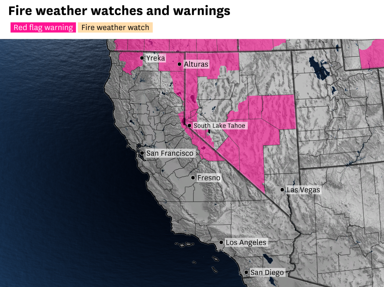Tahoe wildfire risk amps up Saturday, red flag warnings issued