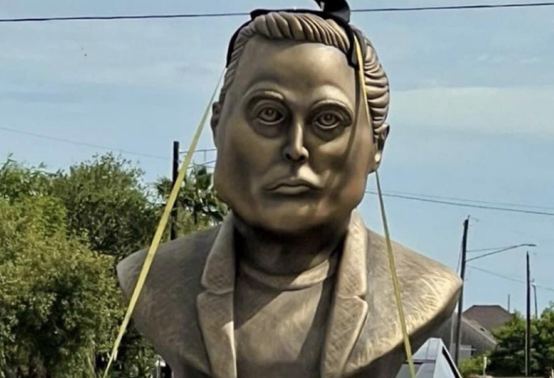 Weird 9-foot bust of Elon Musk spotted in Texas