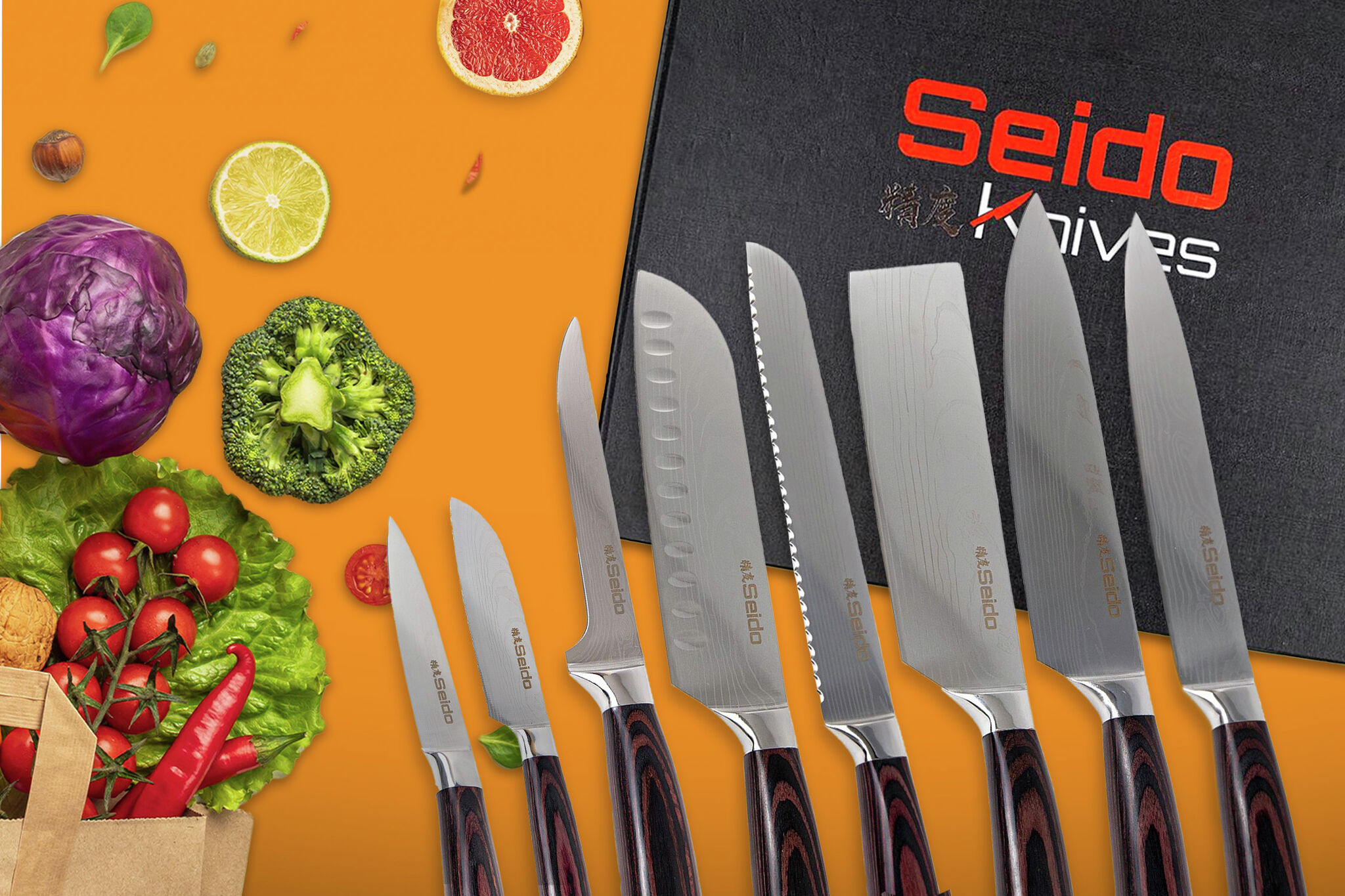 Get a set of eight Seido Japanese Master Chef Knives for 67% off