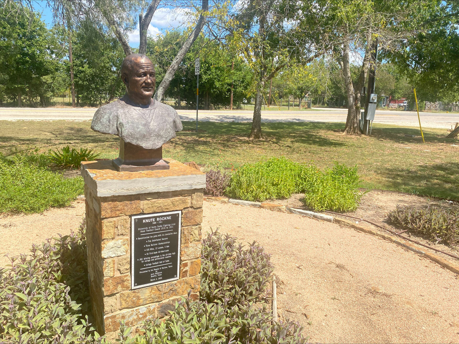 Why a Texas community is named after Notre Dame legend Knute Rockne?