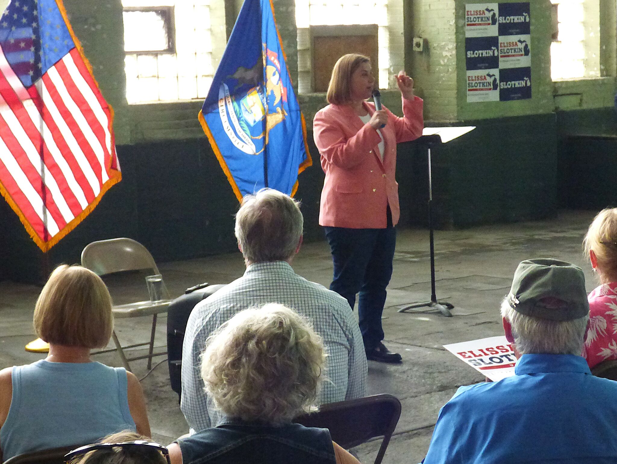 Elissa Slotkin rallies support at Manistee Iron Works
