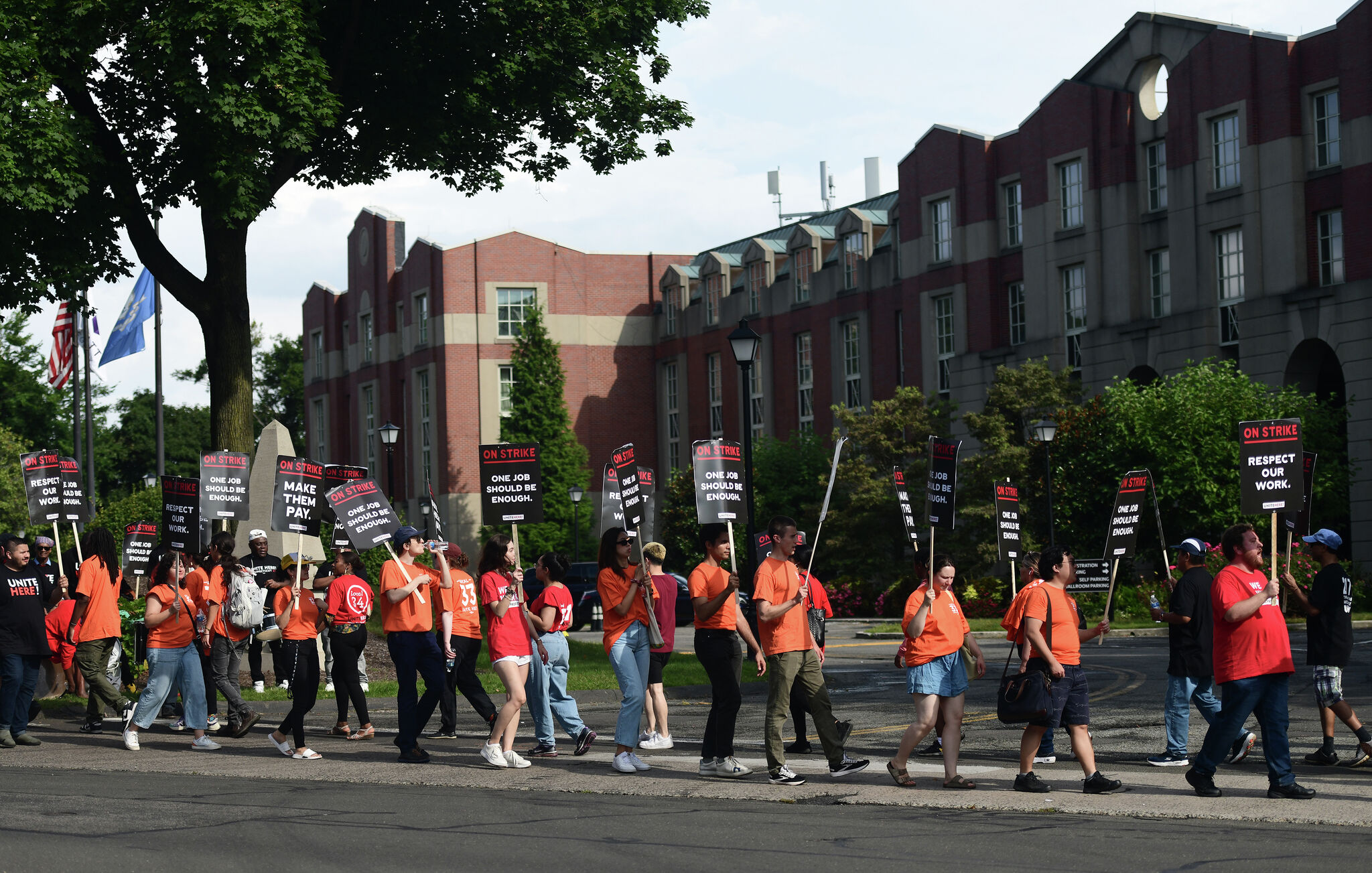 Greenwich Hyatt Regency workers strike, part of national demonstration