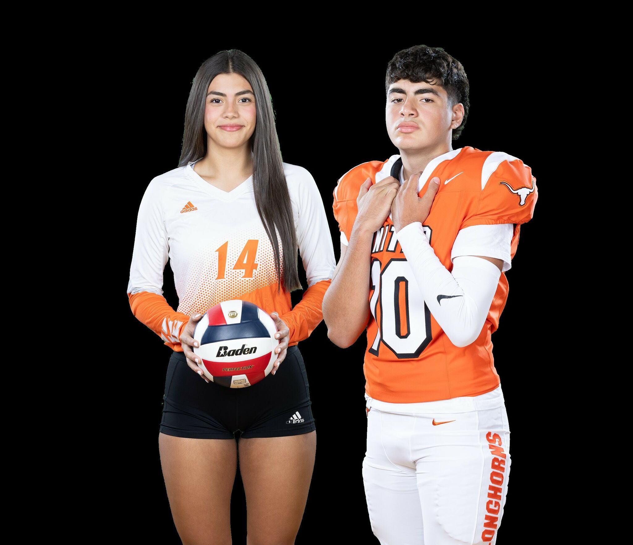 United's dynamic duo: Jorge on the gridiron, Vicky on the court