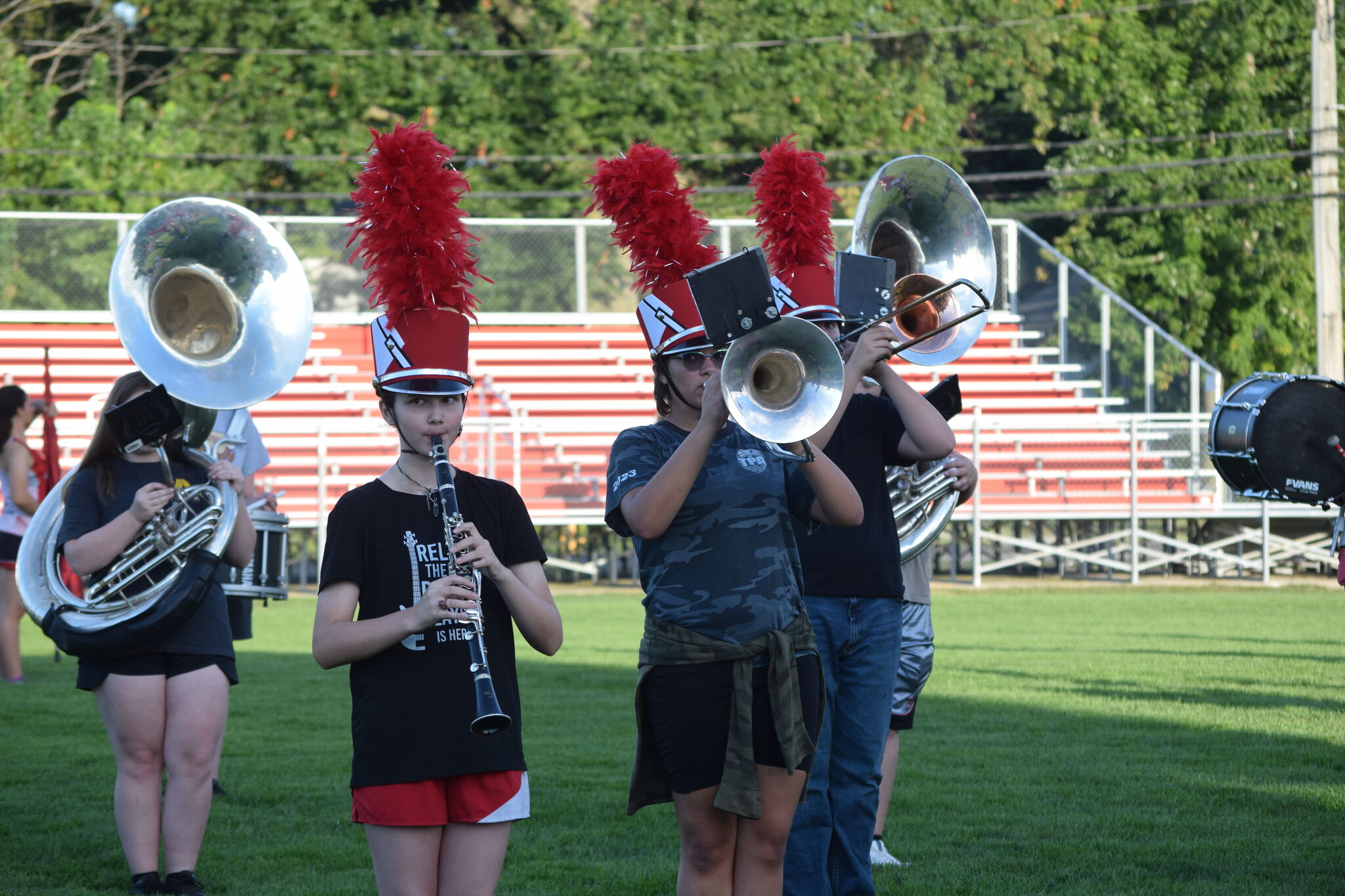 Jacksonville High School marching band prepping for game day