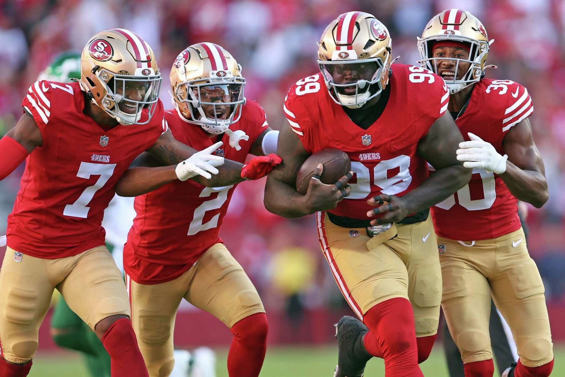 49ers overcome Christian McCaffrey’s absence, dominate Jets 32-19