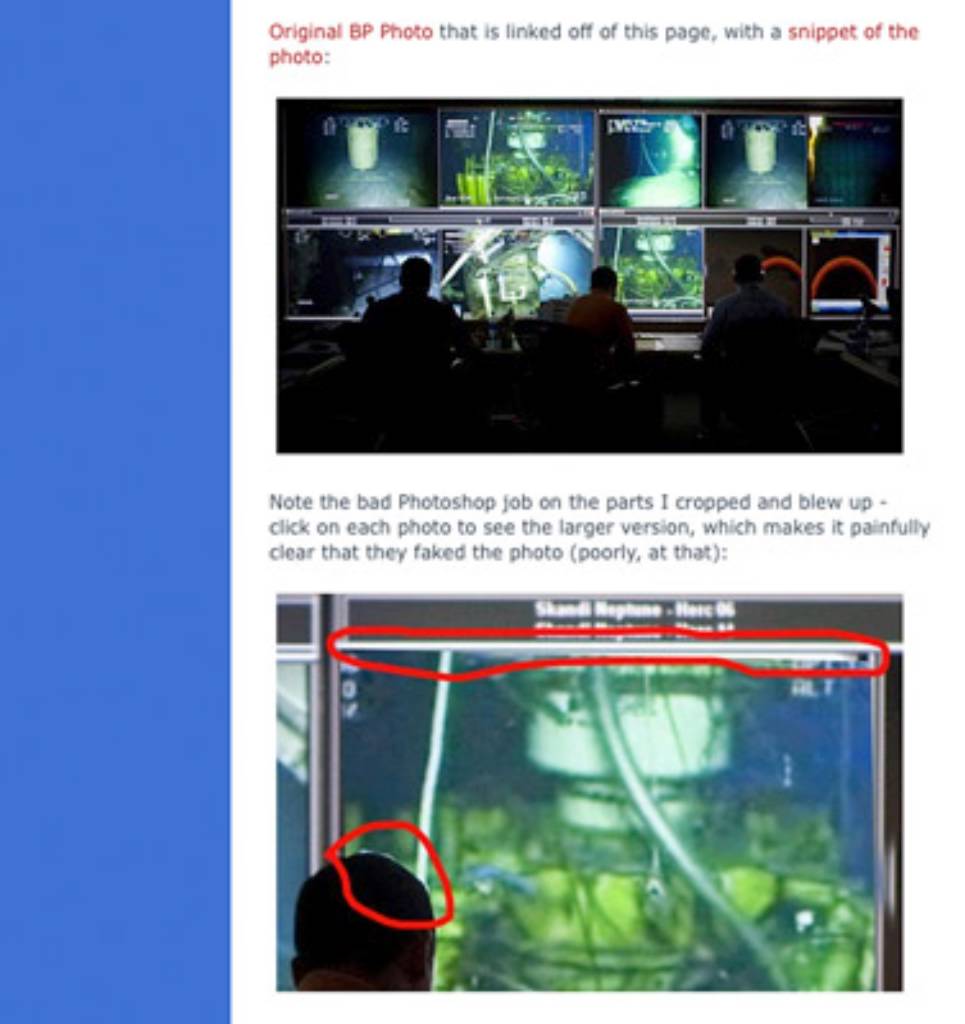 BP's altered photo distorts spill center activity
