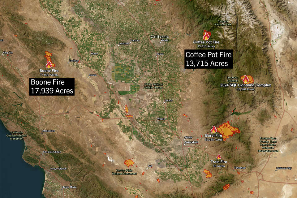 Maps show where large wildfires are burning in California right now