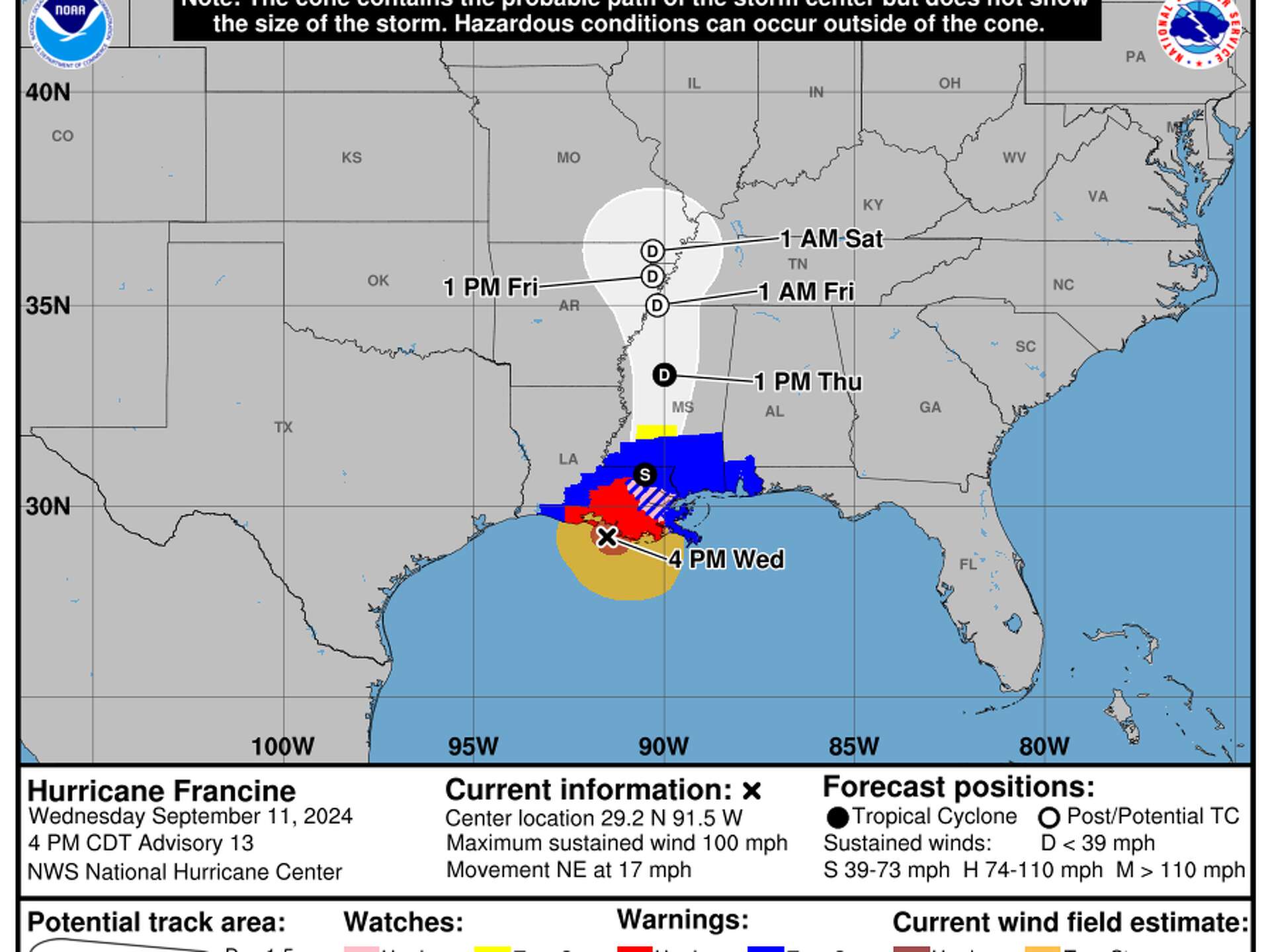 Hurricane Francine landfall timeline: Here's when and where