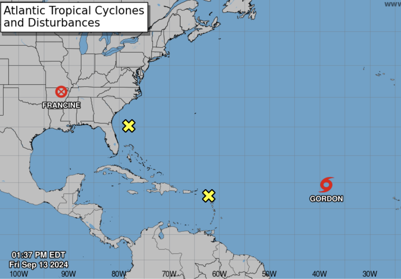 Tropical Storm Gordon forms in the Atlantic Ocean
