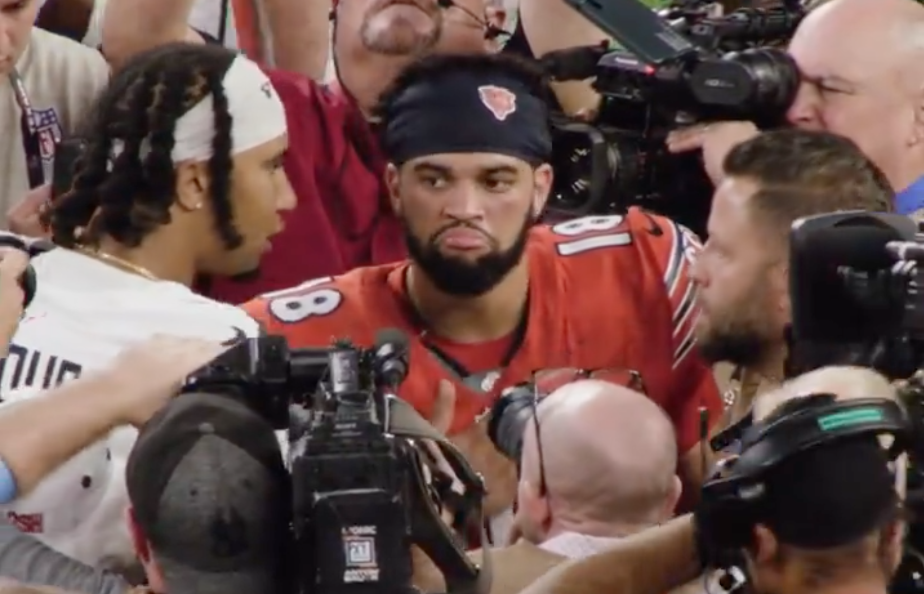 Watch: CJ Stroud counsels Caleb Williams after ugly loss