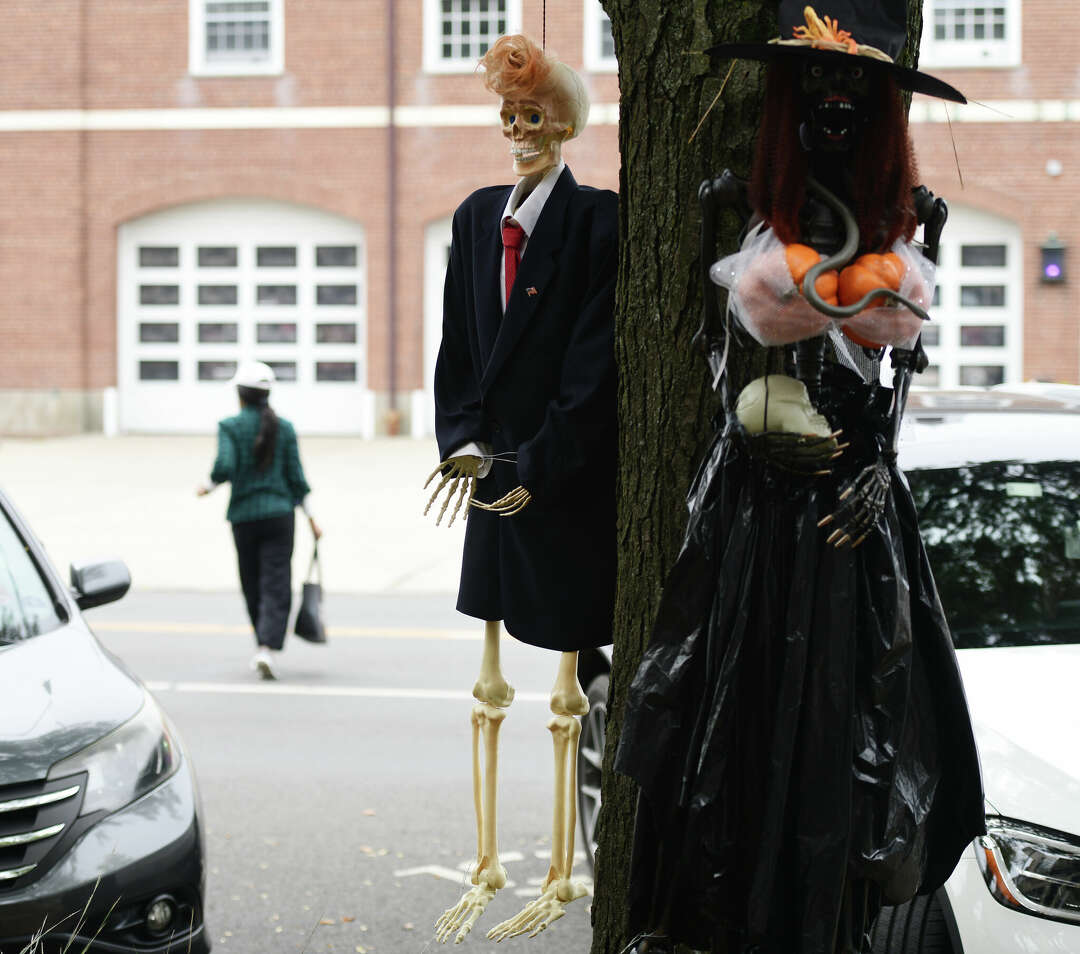 Owner: Trump skeleton in Old Greenwich is 'satire' for Halloween
