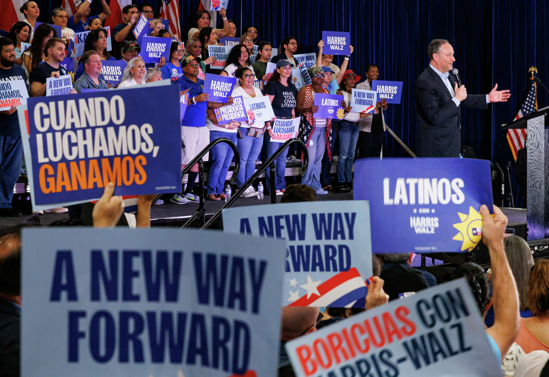 Doug Emhoff rallies Democrats in San Antonio as Texas visit kicks off