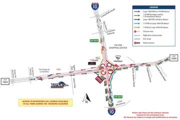 Major road closures on I-10 at Loop 1604 this weekend