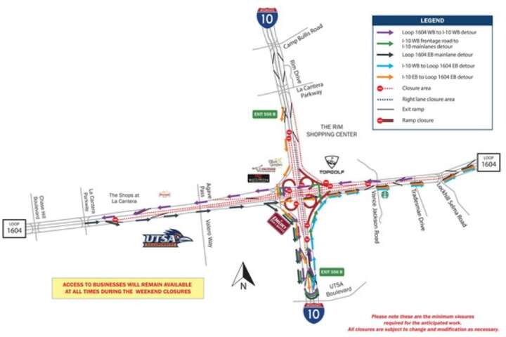 Major road closures on I-10 at Loop 1604 this weekend