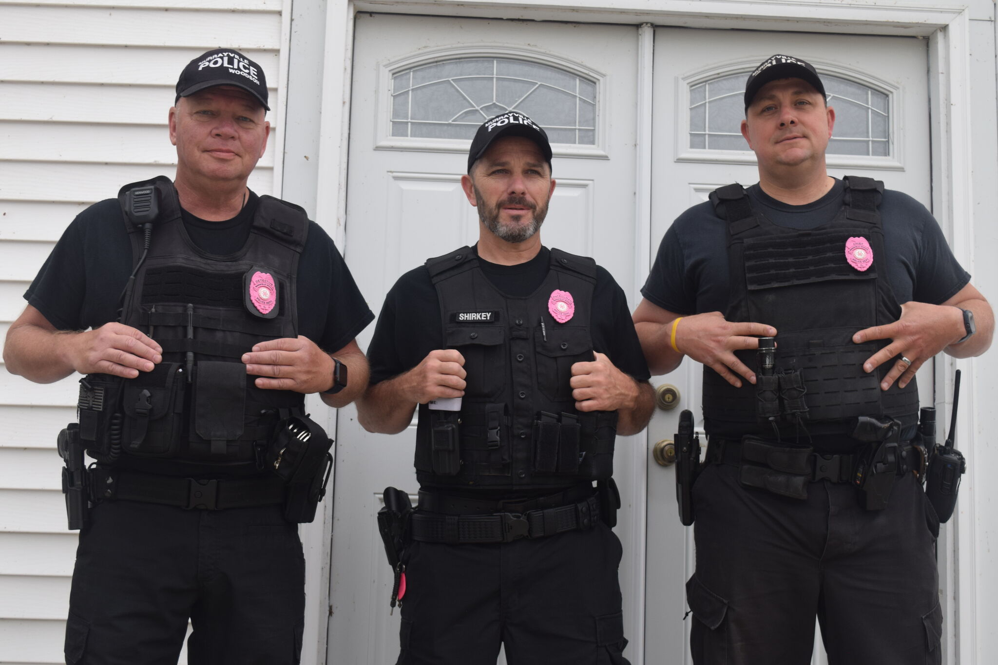 Murrayville-Woodson officers add pink badges to uniform
