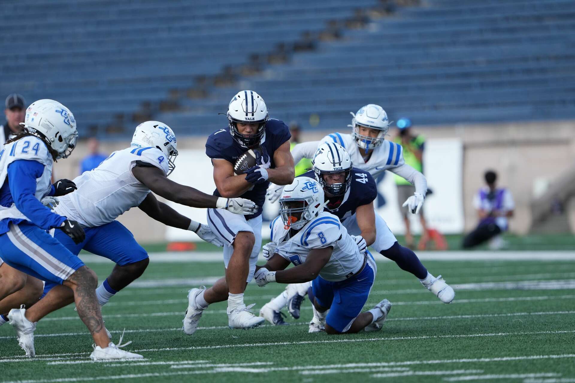 Yale football holds off CCSU to win home opener at Yale Bowl