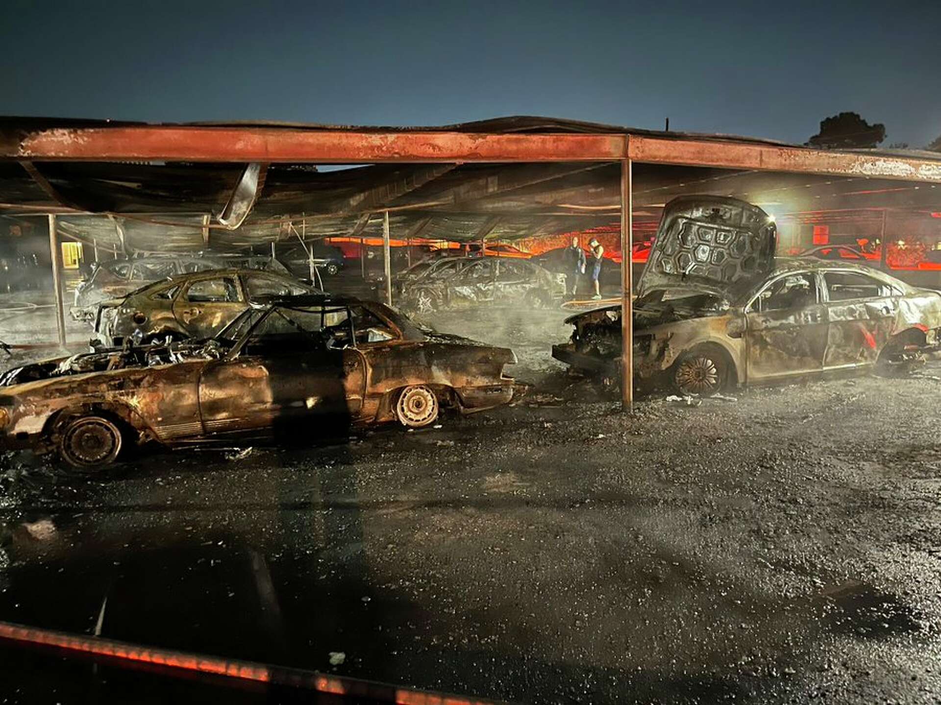 30 cars destroyed in massive Houston-area parking lot blaze