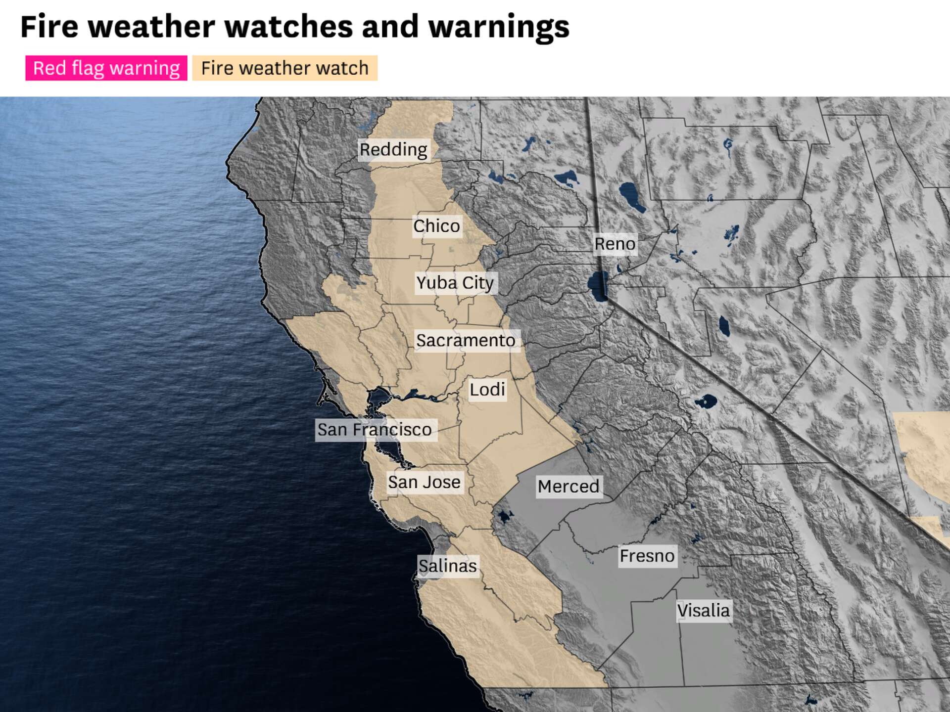 Fire weather watch issued across Northern California, Bay Area