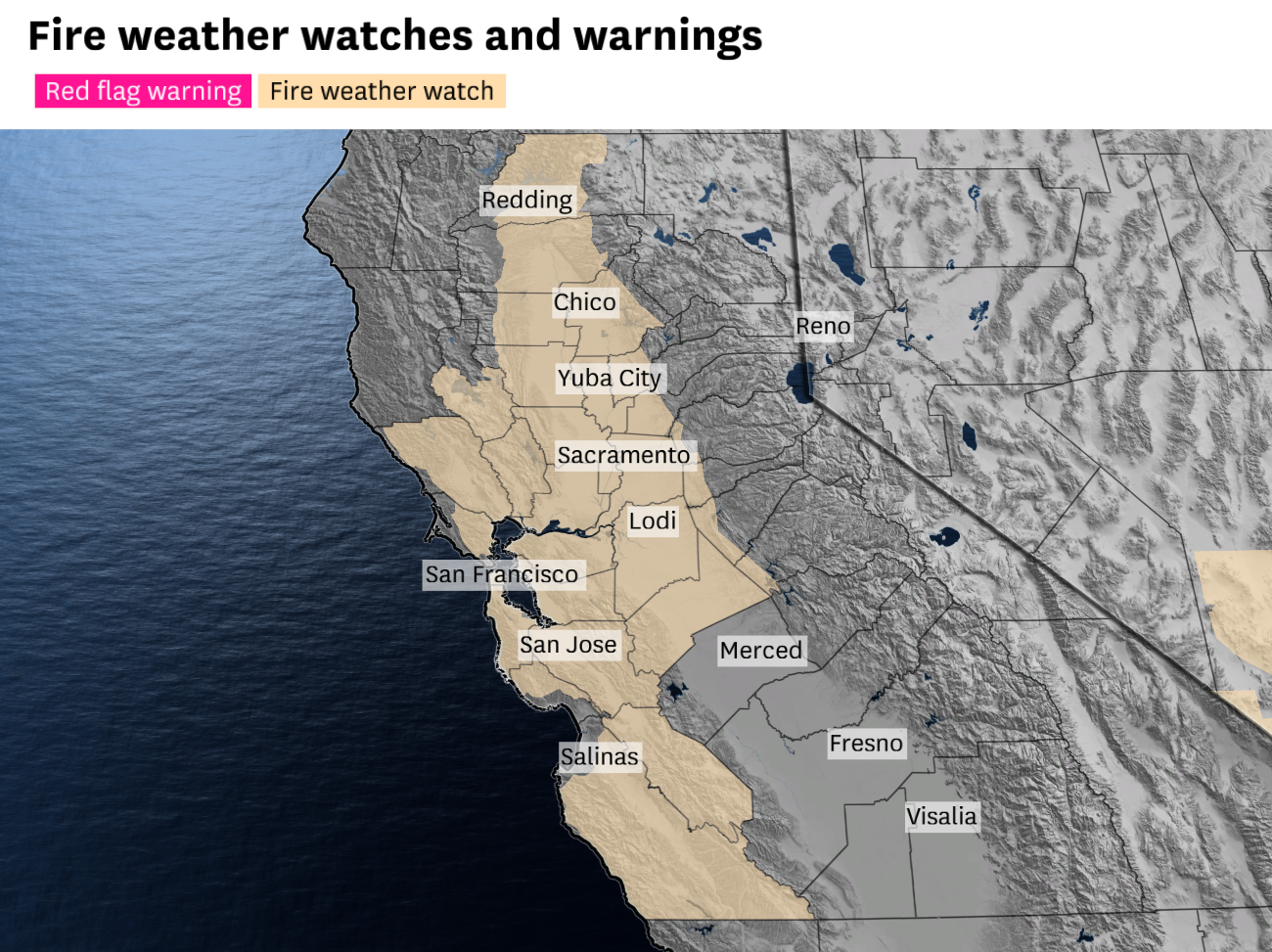 Fire weather watch issued across Northern California, Bay Area