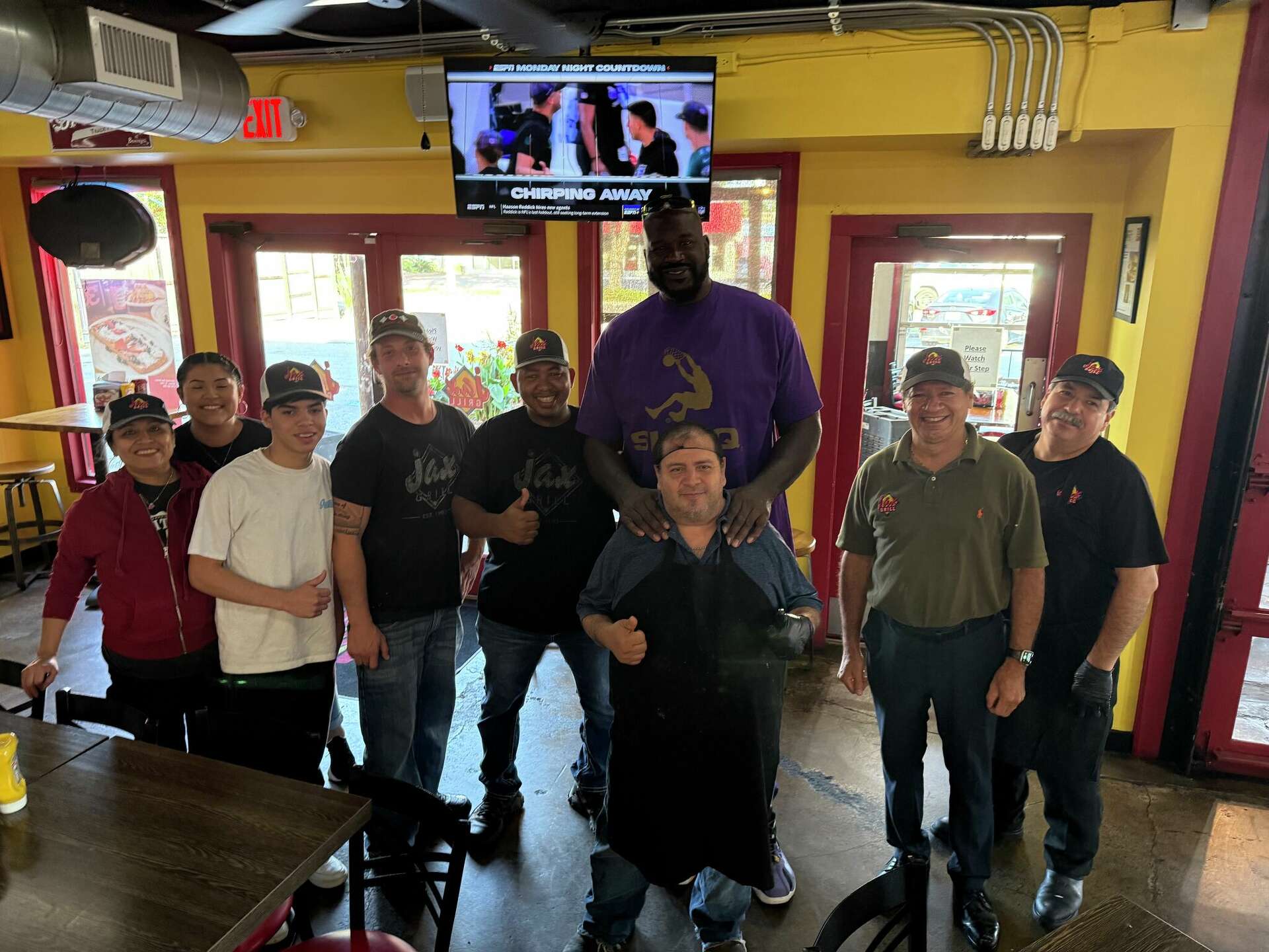 Shaquille O'Neal visits Houston's Jax Grill