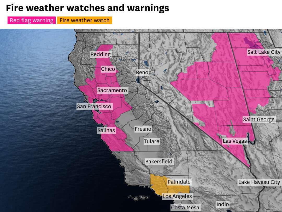 California fire weather danger increases. These areas are at risk