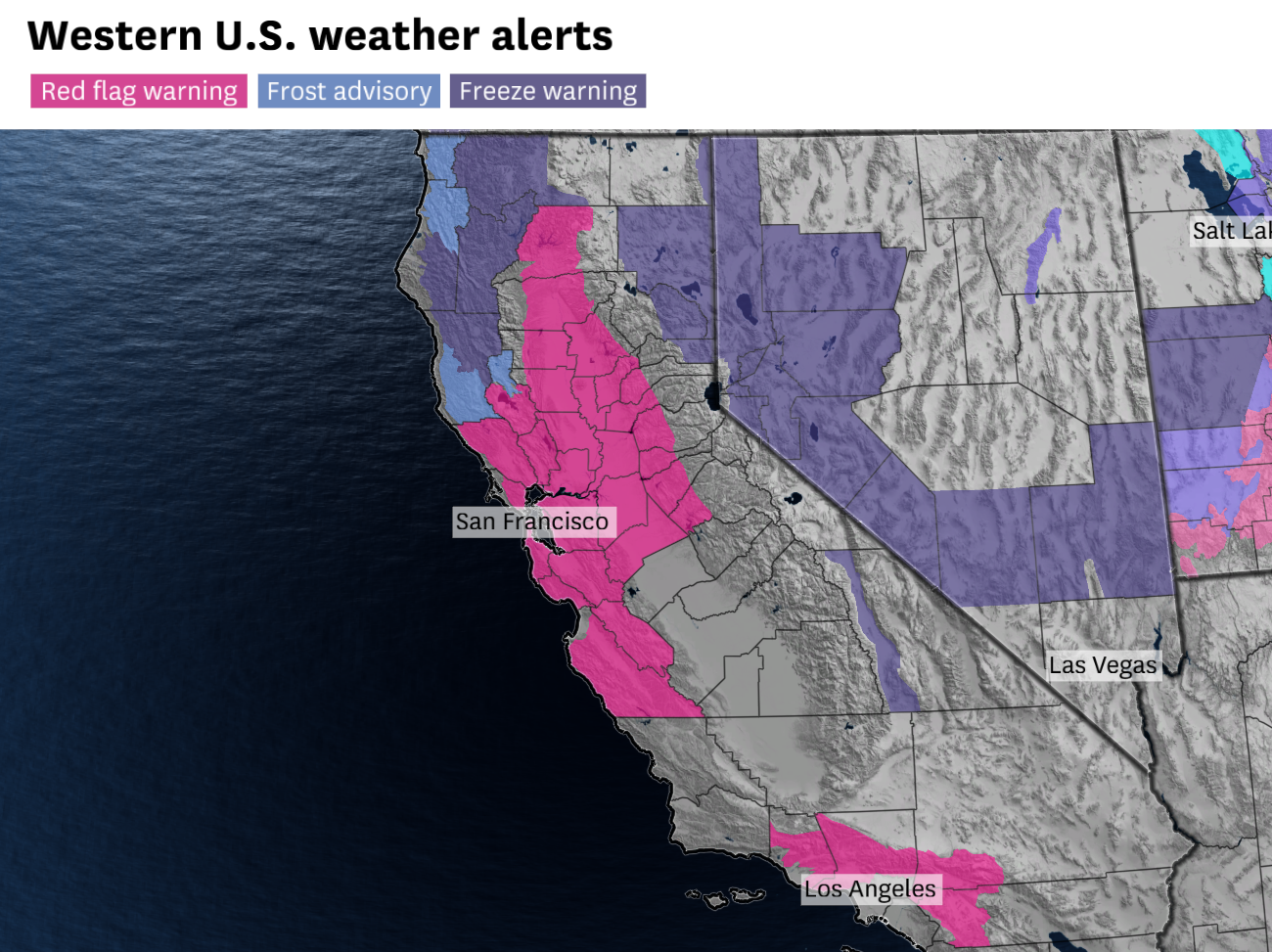California weather brings fire risk, freeze alerts, and winds