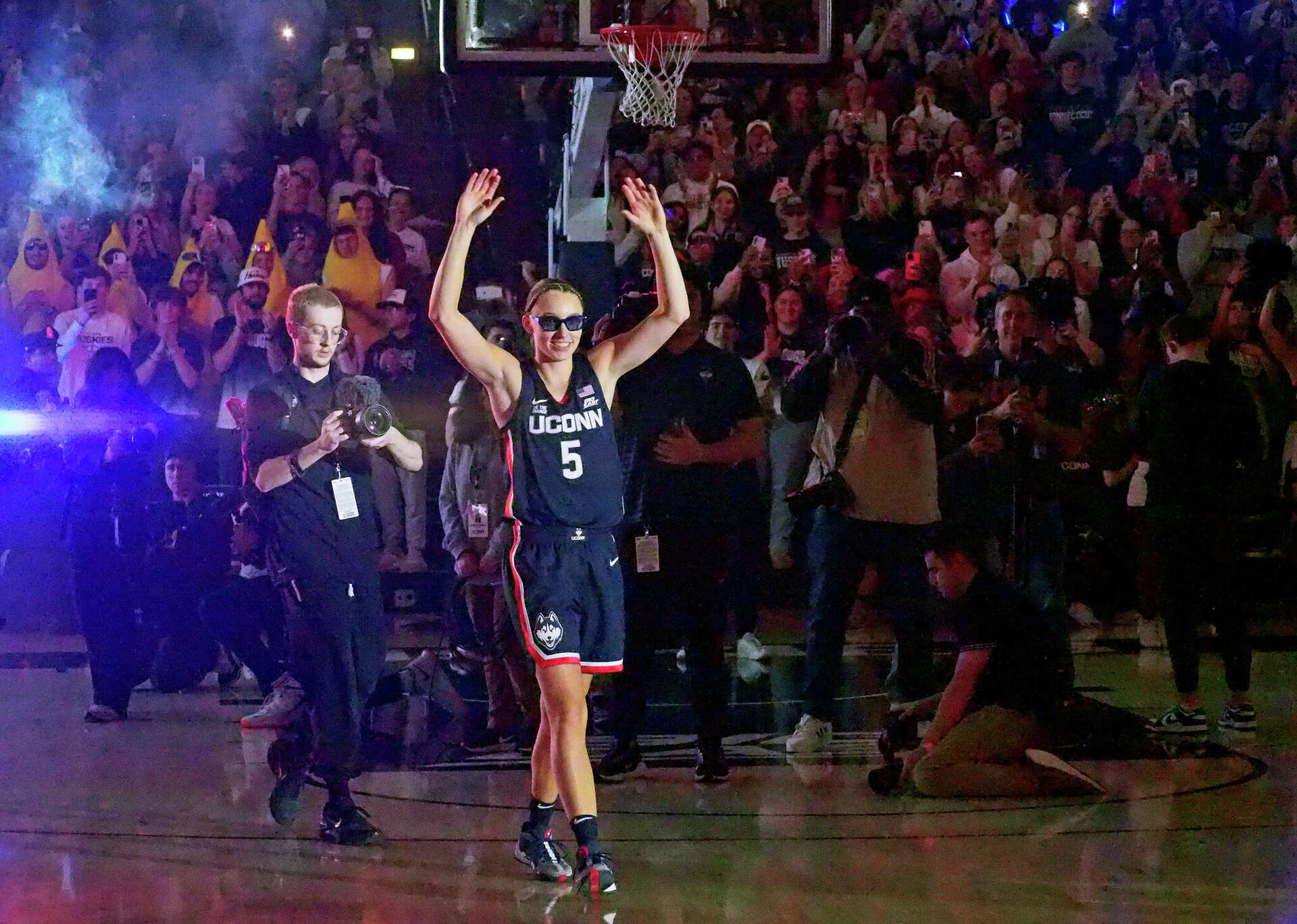 UConn women's basketball star Paige Bueckers entertains at First Night