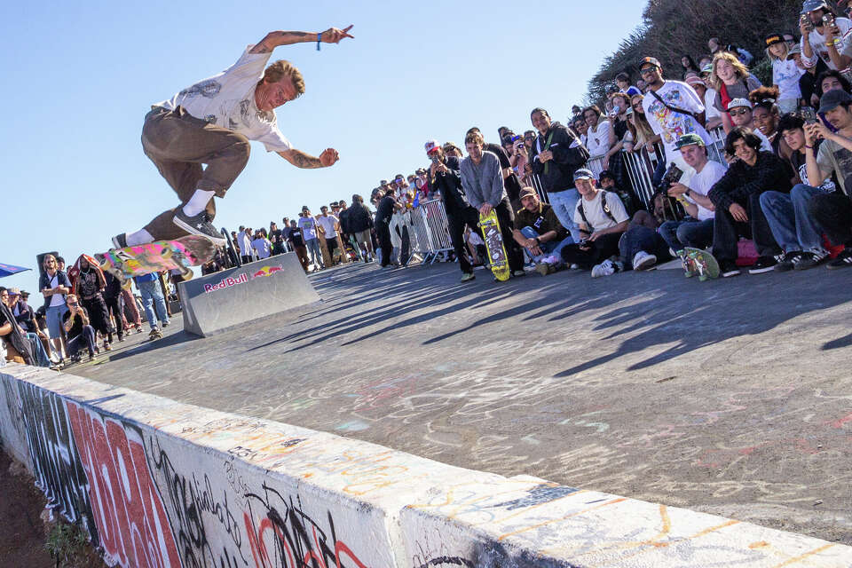 Skateboarders from around the Bay Area ascend to iconic SF landmark