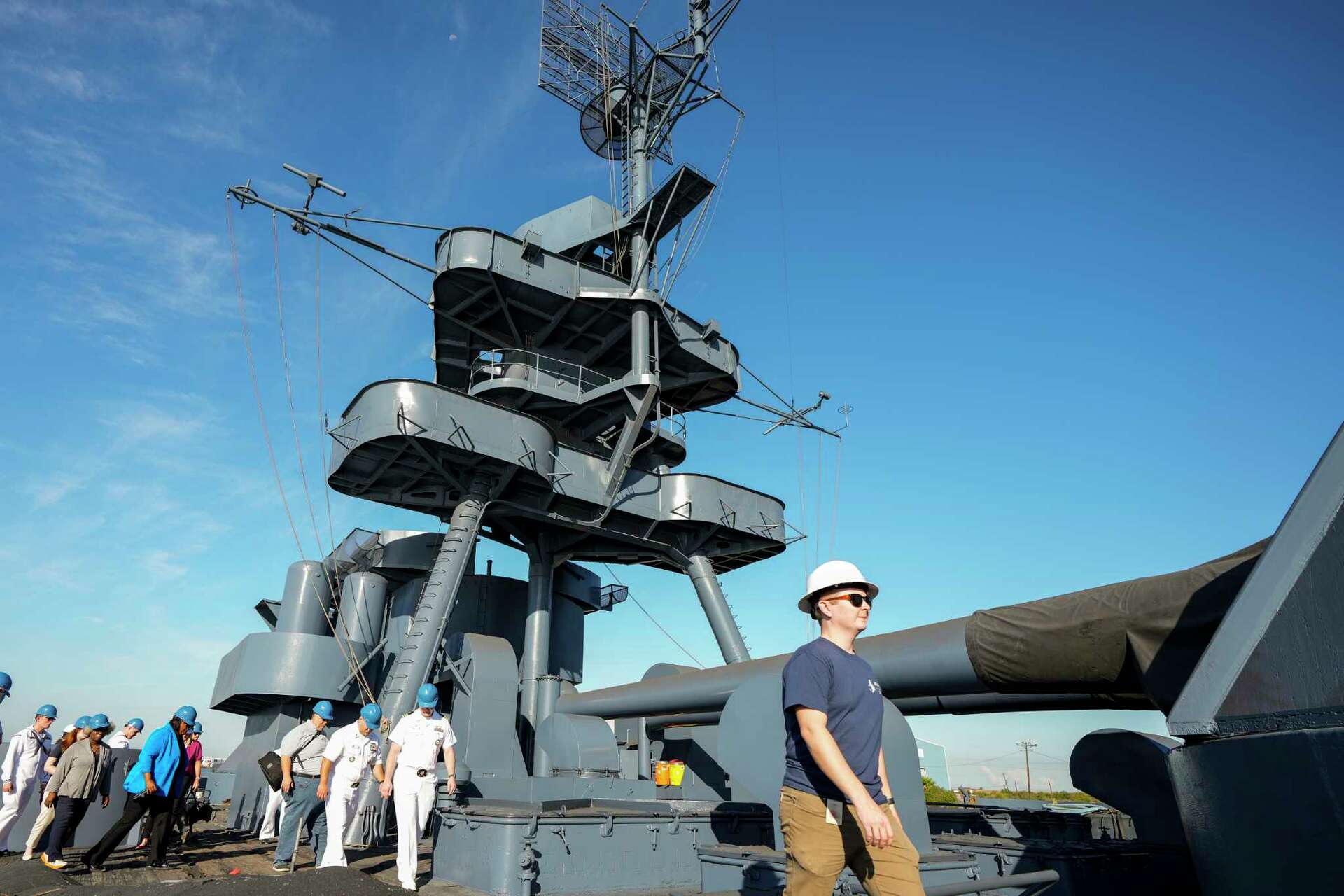 Battleship Texas hosts dignitaries in Galveston during Navy Week