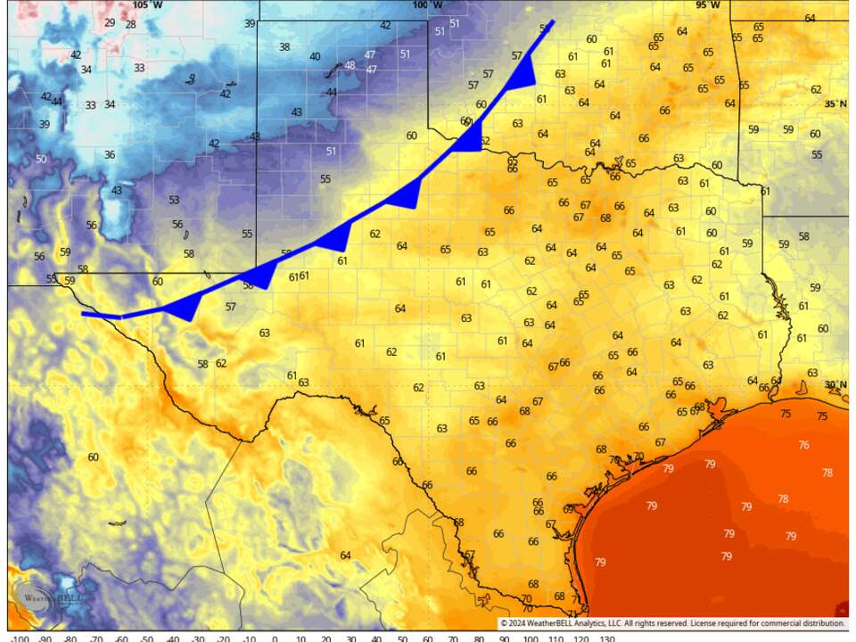 Cold front to hit parts of Texas Friday. Here's where temps fall.