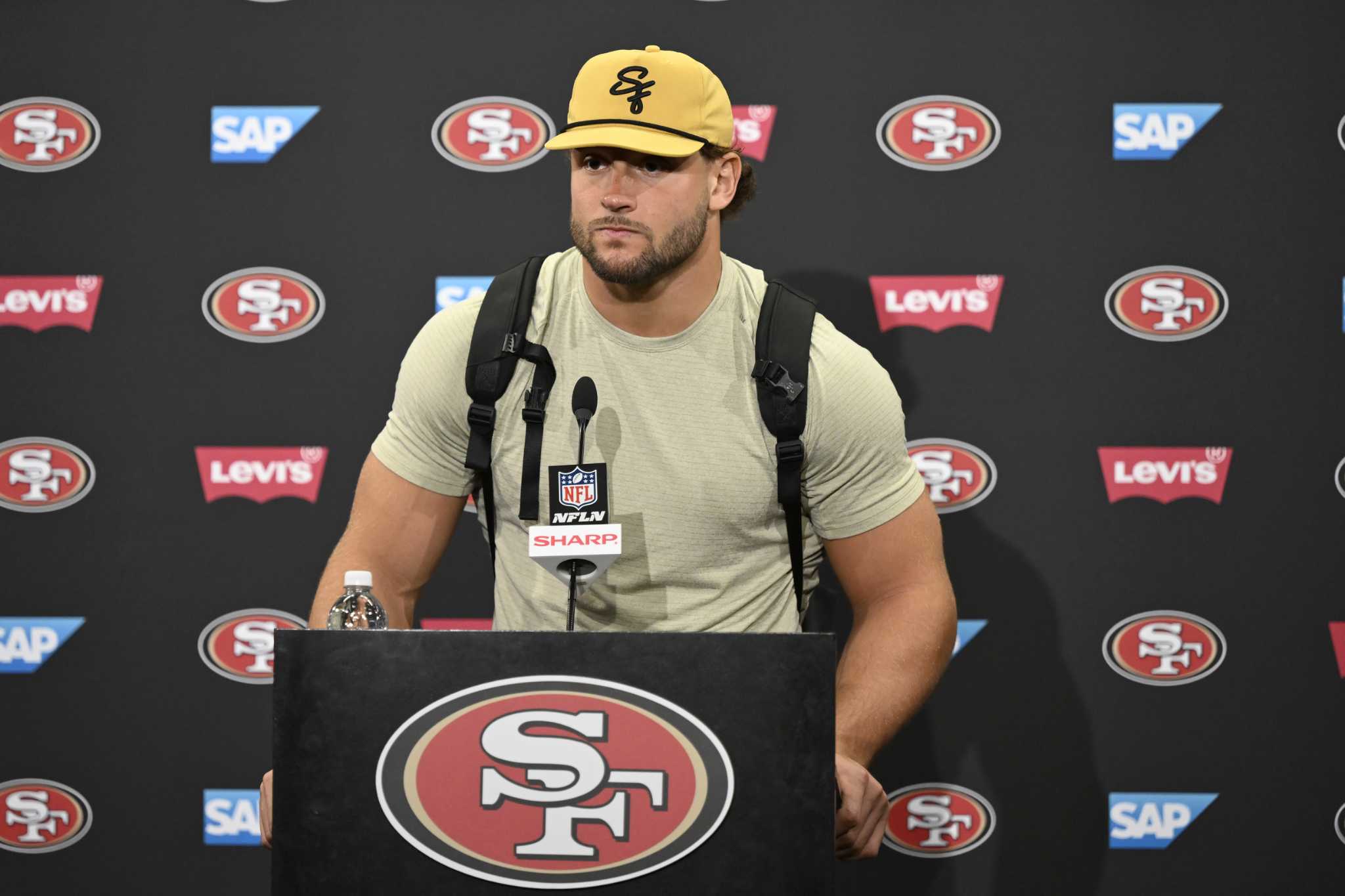49ers’ Nick Bosa crashes teammates’ postgame interviews with MAGA hat