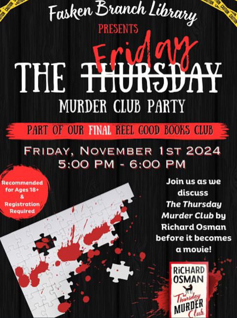 Fasken Library hosts murder mystery party for 'Thursday Murder Club'
