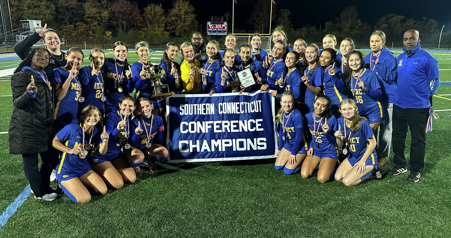 Mercy girls soccer wins SCC championship over Amity in overtime